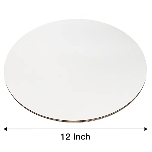 CHERRY 25-Pack 12 inch Sturdy Round Cake Boards, White Cardboard Cake Circles plate Scalloped Base,Pack of 25