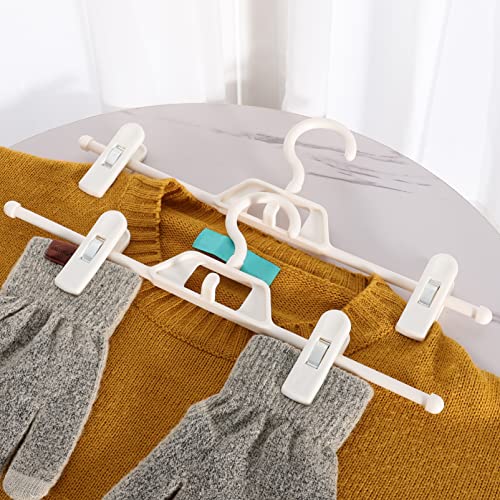 HANABASS 10Pcs Adjustable Clothes Hangers with Clips, Plastic Skirt Hangers, Stackable Pants Hangers, Adjustable Clip Pants Hanger for Kids or Adults Garments