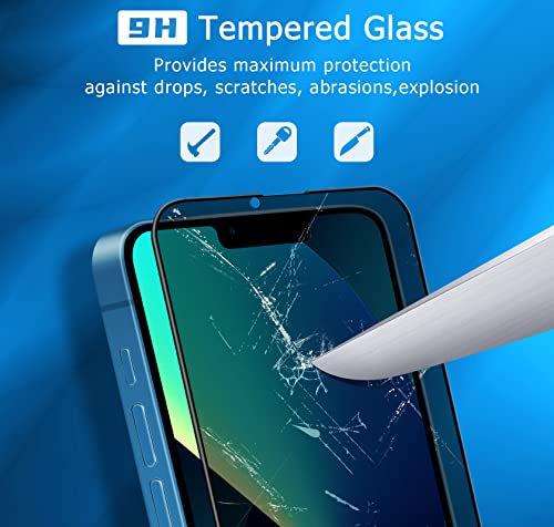 Cnarery [2 Pack] Privacy Screen Protector for iPhone 14/iPhone 13/iPhone 13 Pro, Anti Spy Tempered Glass with Alignment Frame Full Coverage Easy Installation Anti-peeping