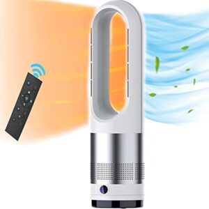 SABYDICAR Bladeless Heater Fan Standing Cooler Heater Tower Fan for Home Office,Remote Household Leafless Tower Fans,11 Speeds Electric Fan,8H Timer,80° Oscillating Fan