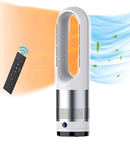 SABYDICAR Bladeless Heater Fan Standing Cooler Heater Tower Fan for Home Office,Remote Household Leafless Tower Fans,11 Speeds Electric Fan,8H Timer,80° Oscillating Fan