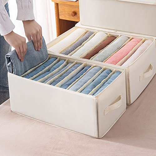 GUMIFOTNE Wardrobe Clothes Organizer,Large Size(18.5inch) Foldable Closet Organizers And Storage For Jeans,Sweater,Pants,Dress.Washable Drawer Organizers (7girds+9girds)