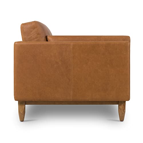 POLY & BARK Mara 91" Sofa in Full-Grain Pure-Aniline Italian Tanned Leather in Saddle Tan