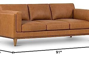 POLY & BARK Mara 91" Sofa in Full-Grain Pure-Aniline Italian Tanned Leather in Saddle Tan