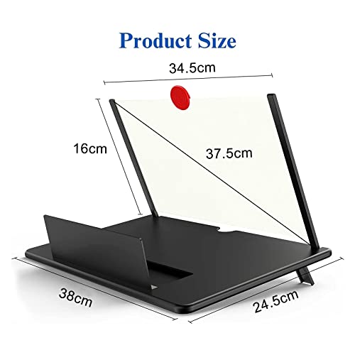 18'' Screen Magnifier for Cell Phone - Fanlory 3D HD Magnifying Screen Enlarger Expanders for Movies, Videos, and Gaming – Foldable Phone Stand with Screen Amplifier – Compatible with All Smartphones