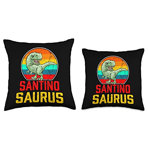 Santino Matching Family Reunion T Shirt Santino Saurus Family Reunion Last Name Team Funny Custom Throw Pillow, 16x16, Multicolor