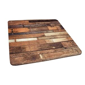 wooden square table cove, rustic floor planks print look farm house country style walnut oak grain image, elastic edge, can wipe indoor/outdoor dining table cover, fit for 32"x32" square table brown