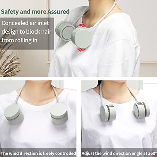 Portable Neck Fan, 1600 mAh Bladeless Personal Fan, USB Rechargeable (3 Speed Adjustable) Wearable Cooling Head Fan, 360 Degree Free Rotation, Suitable For Travel, Sports, Office, Reading