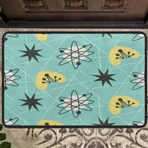 mukjhoi door mat 24x16 inch sponge velvet surface area rug non-slip kitchen indoor floor runner rugs for home decor bedroom living dining roommid century modern geometric atom