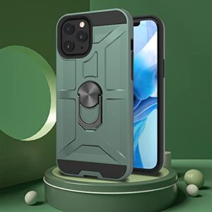 Compatible with iPhone X/XS Case with Ring Stand Tough Rugged Lightweight Slim Shockproof Anti-Fall TPU + PC Protective Phone Cover for iPhone X/XS Protective Case Support Magnetic Car Mount（Green）