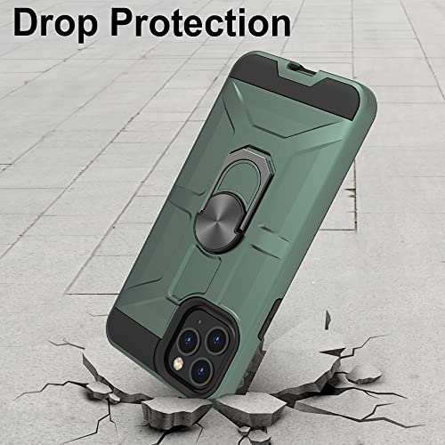 Compatible with iPhone X/XS Case with Ring Stand Tough Rugged Lightweight Slim Shockproof Anti-Fall TPU + PC Protective Phone Cover for iPhone X/XS Protective Case Support Magnetic Car Mount（Green）