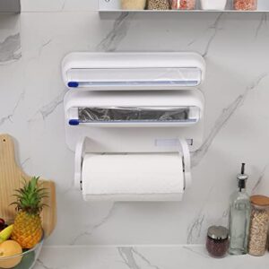 Levvohd 2-in-1 Aluminum Foil Plastic Wrap Dispenser with Cutter, Kitchen Wall Mount Foil and Plastic Wrap Organizer, Compatible with Any Brand of 12 X 750 Ft Plastic Wrap (No Tissue Holder)