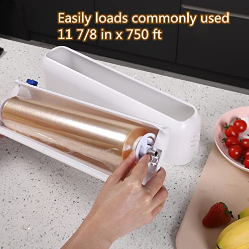 Levvohd 2-in-1 Aluminum Foil Plastic Wrap Dispenser with Cutter, Kitchen Wall Mount Foil and Plastic Wrap Organizer, Compatible with Any Brand of 12 X 750 Ft Plastic Wrap (No Tissue Holder)