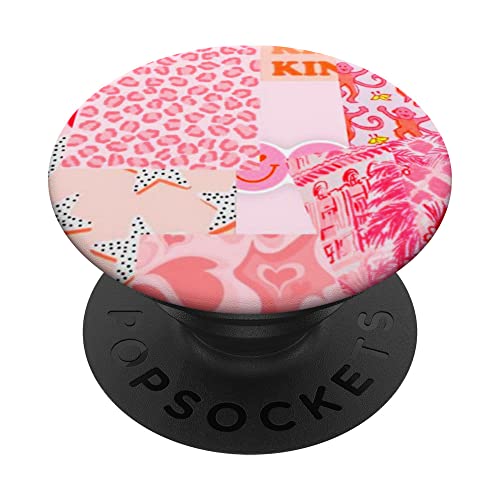 Cute Boho Abstract Indie Pink Preppy Aesthetic Collage Trend PopSockets Swappable PopGrip