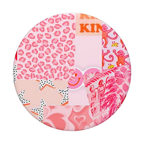 Cute Boho Abstract Indie Pink Preppy Aesthetic Collage Trend PopSockets Swappable PopGrip