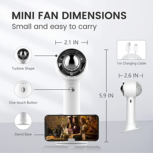 LUCHEN Handheld Fan Personal Mini Fan Portable USB Rechargeable Adjustable Desk Table Fan for Kids Girls Women Men Home Office Indoor Office Outdoor Travel White