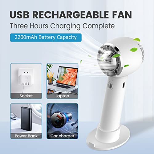 LUCHEN Handheld Fan Personal Mini Fan Portable USB Rechargeable Adjustable Desk Table Fan for Kids Girls Women Men Home Office Indoor Office Outdoor Travel White