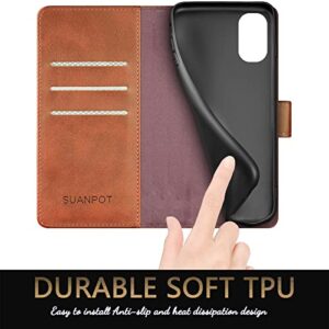 SUANPOT for Moto G Stylus 2022 5G Wallet case 【RFID Blocking】 Credit Card Holder, Flip Folio Book PU Leather Phone case Shockproof Cover Women Men for Moto G Stylus 2022 5G case (Light Brown)