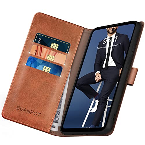 SUANPOT for Moto G Stylus 2022 5G Wallet case 【RFID Blocking】 Credit Card Holder, Flip Folio Book PU Leather Phone case Shockproof Cover Women Men for Moto G Stylus 2022 5G case (Light Brown)