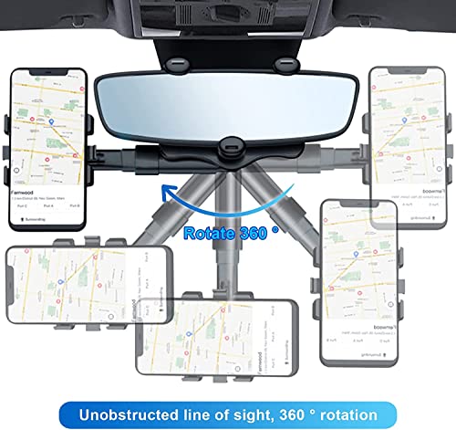 wancalo 2023 Retractable Car Phone Holder -【New Version】 Multifunctional Rearview Mirror Holder, 360° Rotatable Rear View Mount for All Phones