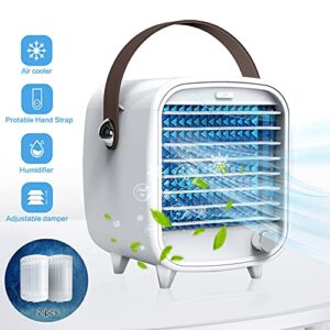 SmartDevil Personal Air Cooler, USB Portable Air Conditioner Fan with Night Light, 90° Oscillation, Built-in Ice Tray, Desk Cooling Fan for Home, Office