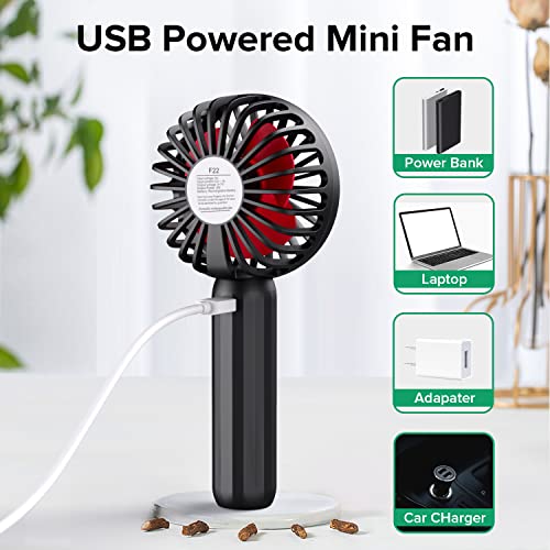 WITHOUSE Mini Handheld Fan, Portable Hand Fans USB Personal Rechargeable Battery Operated Small Desk Fans with 3 Speed for Women Girls Kids Indoor Outdoor Travel Office Room Bedroom（Grey）