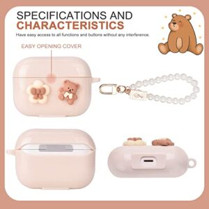 Mainrenka Cute Kawaii AirPods Pro Case for Women and Girls, Aesthetic Airpod Pro Case with Pearl Chain Smooth Soft Protective Cover