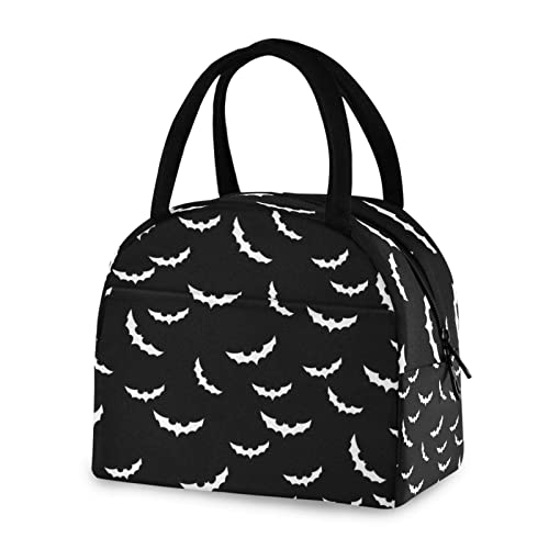 Halloween Bat Lunch Bag for Women Girls Kids Men Reusable Insulated Lunch Tote Bag for Office Work School Picnic Hiking