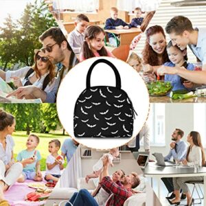 Halloween Bat Lunch Bag for Women Girls Kids Men Reusable Insulated Lunch Tote Bag for Office Work School Picnic Hiking