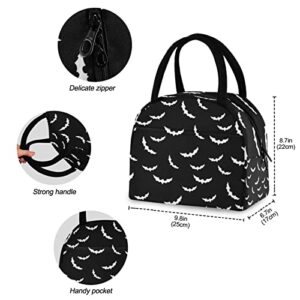 Halloween Bat Lunch Bag for Women Girls Kids Men Reusable Insulated Lunch Tote Bag for Office Work School Picnic Hiking