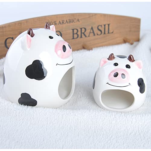 Gigicloud Ceramic Hamster House Summer Cooling Ceramic Nest Cartoon Cow Mini Pet Hideout Hamster Cave Cooling House NES for Hamster Golden Bear Rats Guniea Pig