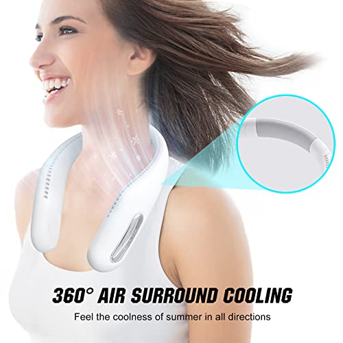 VLHUD Portable Neck Fan, Personal Fan, Hands Free Bladeless Fan, 360 Degree Free Rotation Adjustable Neck Fans, USB Powered Hanging Neck Fan,3 Speeds, Suitable for Office, Travel, Outdoor.