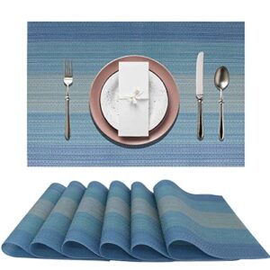 waodoing placemats, placemats for dining table, heat resistant place mats for kitchen table, pvc table mats, easy to clean, set of 6