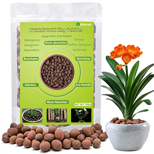 Halatool 10 LB Organic Clay Pebbles 4mm-16mm Leca for Plants 100% Natural Hydroton Clay Pebbles for Hydroponic Growing Gardening Orchids Drainage Decoration Aquaponics