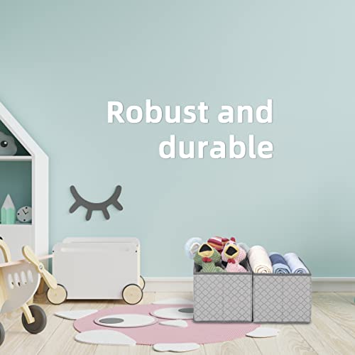 ShanSon Fabric Storage Bins 2 Pack One Click Installation Storage Cubes with Lids Foldable Storage Baskets with Cover for Home Bedroom Kids Room Closet Office Nursery and Toys Organization Grey