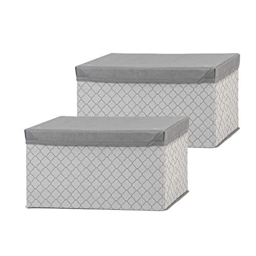 ShanSon Fabric Storage Bins 2 Pack One Click Installation Storage Cubes with Lids Foldable Storage Baskets with Cover for Home Bedroom Kids Room Closet Office Nursery and Toys Organization Grey