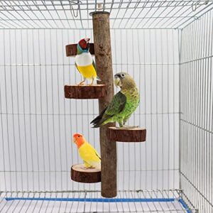 Chinchilla Hanging Wooden Rotating Platform, Bird Perch Platform Stand Toy, Natural Wood Perch Stand Platform, Small Animals Cage Accessories for Parrots Rats Parakeets Cockatiels Sugar Glider