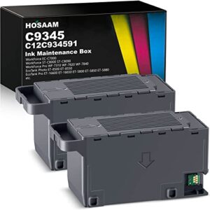 hosaam c9345 ink maintenance box replacement for wf-7840 et-16650 et-16600 et-8550 et-5850 et-5880 et-8500 wf-7820 wf-7310 et-5800 ec-c7000 st-c8000 st-c8090 printers (c12c934591/pxmb9/c9345)(2 packs)