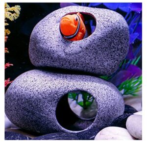 xxyxxy 2pcs aquarium cave decoration, rock cave fish tank decoration for breeding shelter for baby betta fish cichlid shrimp play hidden rest hut handmade