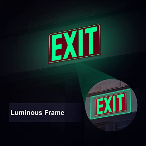 Glow In The Dark Photoluminescent Exit Sign Red - Adhesive Backing – UV Inks On Tear-resistant PVC - Non Electrical - Scratch Resistant -12 x 7 Inches For 50 Feet Visibility (2 Pack)