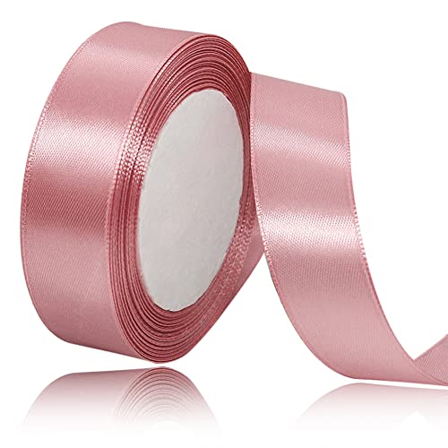 Xmasold Rose Gold Satin Ribbon 1 inch x 25 Yards, Fabric Ribbons for Gift Wrapping, Crafts, Hair Bows, Balloon, Baby Shower, Birthday Wedding Party, Christmas Decorations