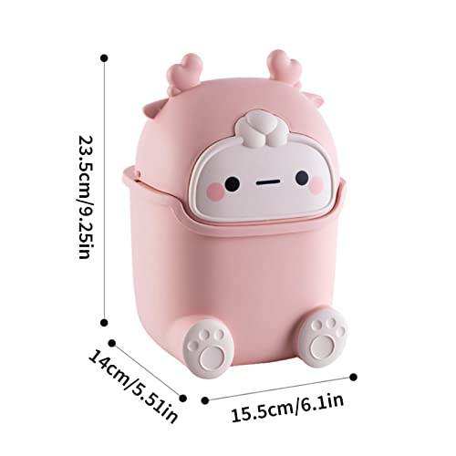 Ochine Mini Trash Can Mini Desktop Wastebasket with Lid Cute Cartoon Monster Deer Desk Trash Can Countertop Trash Bin Tabletop Waste Bin Garbage Can for Home Office Bathroom Kitchen Bedroom