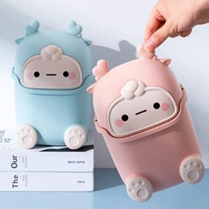 Ochine Mini Trash Can Mini Desktop Wastebasket with Lid Cute Cartoon Monster Deer Desk Trash Can Countertop Trash Bin Tabletop Waste Bin Garbage Can for Home Office Bathroom Kitchen Bedroom