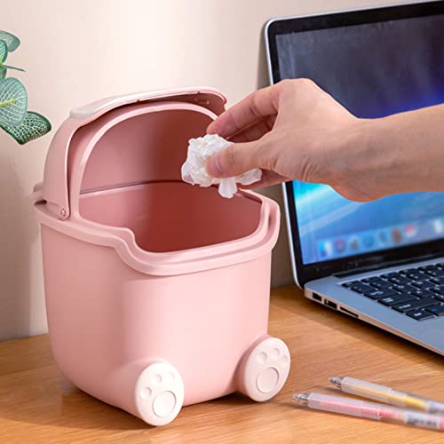 Ochine Mini Trash Can Mini Desktop Wastebasket with Lid Cute Cartoon Monster Deer Desk Trash Can Countertop Trash Bin Tabletop Waste Bin Garbage Can for Home Office Bathroom Kitchen Bedroom