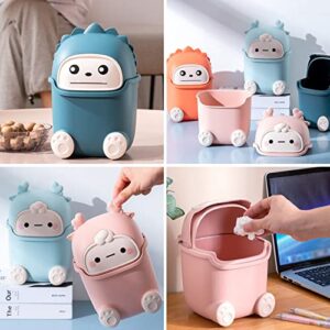 Ochine Mini Trash Can Mini Desktop Wastebasket with Lid Cute Cartoon Monster Deer Desk Trash Can Countertop Trash Bin Tabletop Waste Bin Garbage Can for Home Office Bathroom Kitchen Bedroom