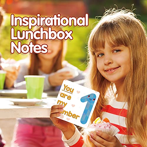 Shemira 100 Pack Lunch Box Notes for Kids, Inspirational Affirmation Cards for Kindergarten Girls Boys,Motivational Cards for Kids, Back to School Supplies,50 Styles,3.5 x 3.5 inches,Blank Back