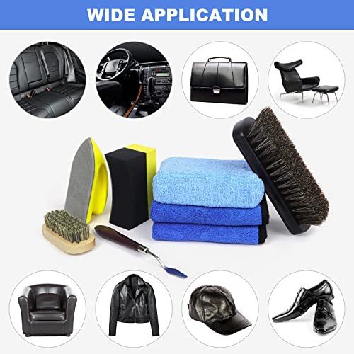 Leather Cleaning Care Tool Kit Car Care Washes & Waxes Kits Used for Cleaning, Waxing & Polishing of Leather Apparel, Furniture, Auto Interiors, Seats, Sofas, Shoes, Bags and Accessories 8 PCS Set