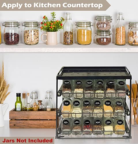 Artibear Upgraded Pull Out Spice Rack Organizer for Cabinet Storage Upto 54 Jars, 3-Tier Seasoning Shelf Holder for Kitchen Pantry Countertop, Matte Black (Bottles Not Included)