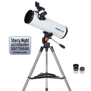 Celestron 21079 Cometron 114AZ Reflector Telescope, White & AstroMaster Telescope Accessory Kit