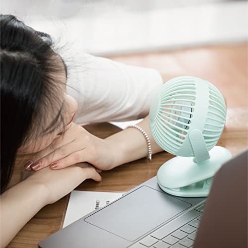 Yirepny Rechargeable Clip on Fan, USB Fan Mute Natural Wind Summer Desk Clip on Mini Portable Fan, Small Fan with Sturdy Clamp for Home,Office,Outdoor White